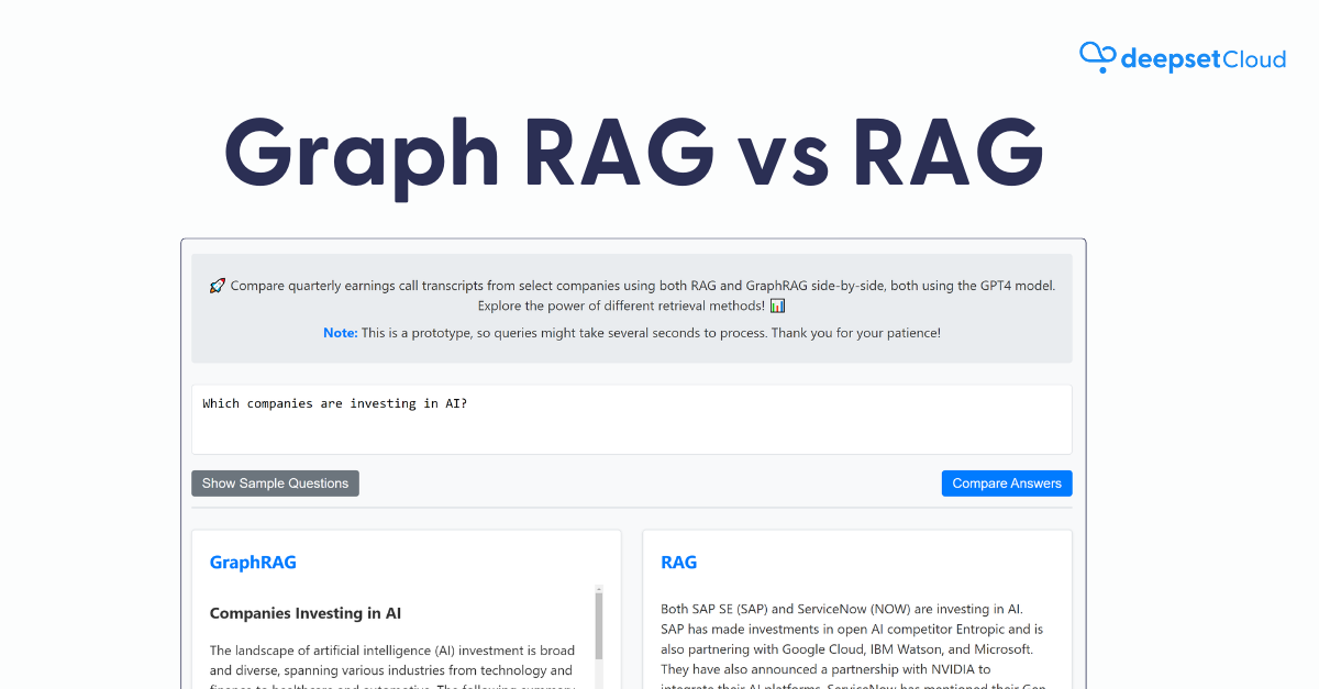 GraphRAG vs RAG Live demo built by deepset.ai